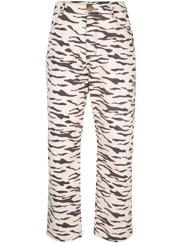 REJINA PYO Tiger Print Straight Trousers