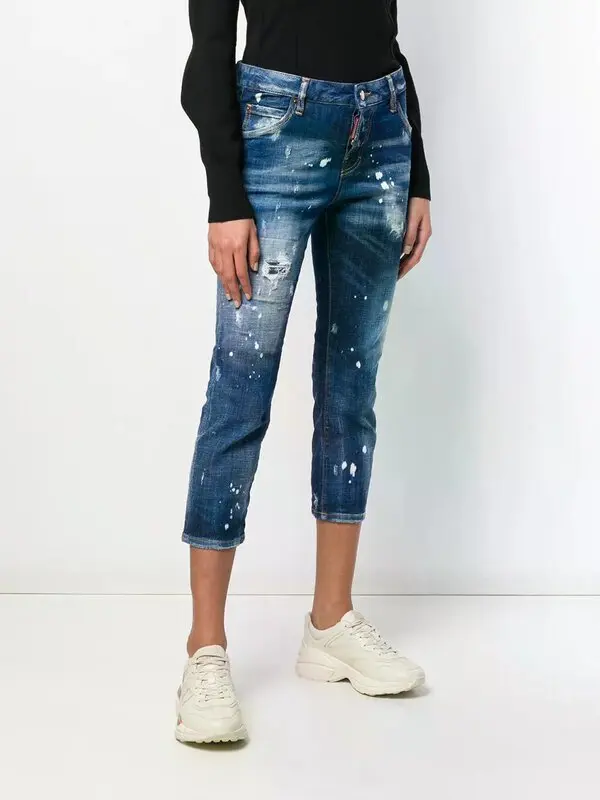 Dsquared2 Bleached Effect Cropped Jeans