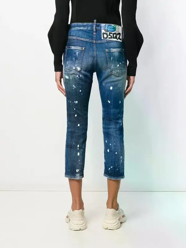 Dsquared2 Bleached Effect Cropped Jeans