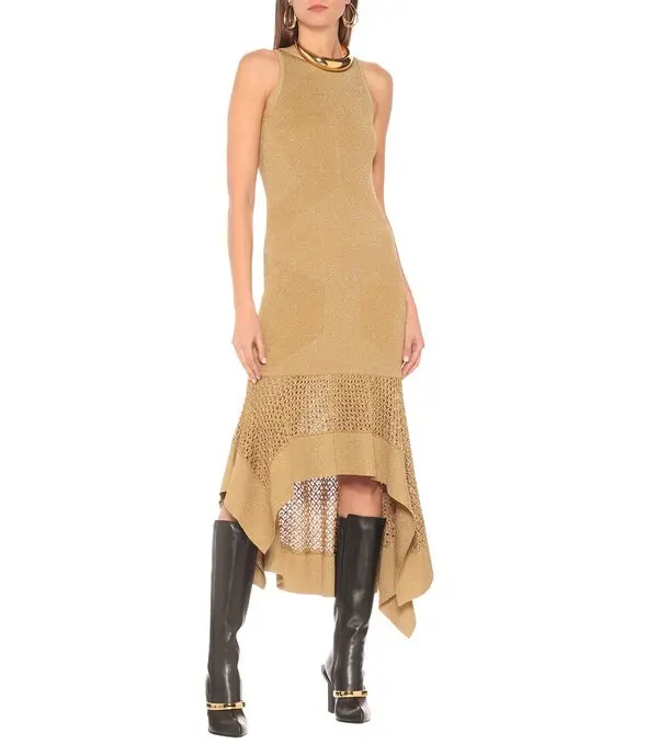 Alexander Mcqueen Knit Midi Dress In Metallic - 30% Off | Editorialist