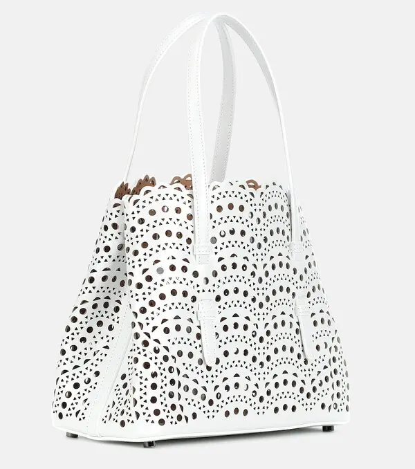 Alaïa Le Mina 25 Vienne Wave Leather Tote Bag - White