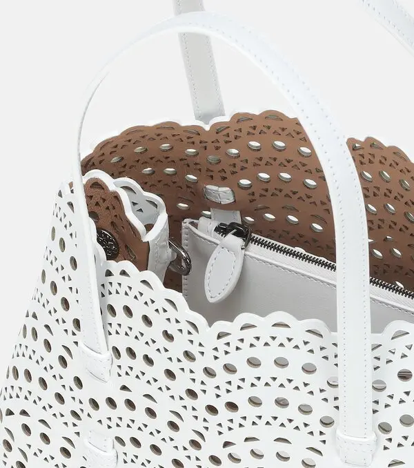 Alaïa Le Mina 25 Vienne Wave Leather Tote Bag - White