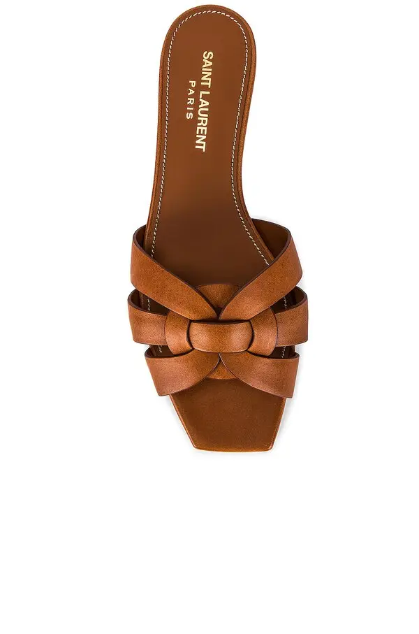 Saint Laurent Tribute Flat Sandal - Amber