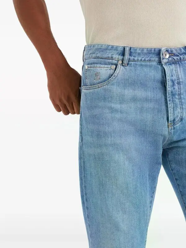 Brunello Cucinelli Stonewashed Straight-leg Jeans - Blue
