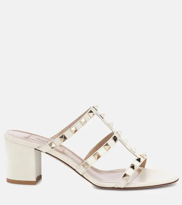 Valentino Garavani Rockstud Spike Leather Sandals - White