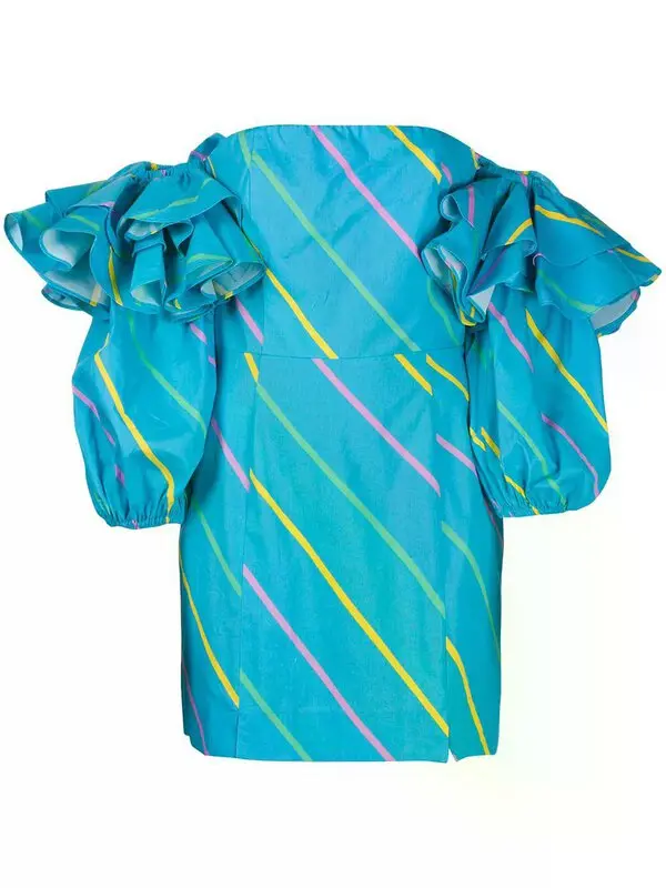 ROTATE BY BIRGER CHRISTENSEN Bethany Striped-print Mini Dress - Blue