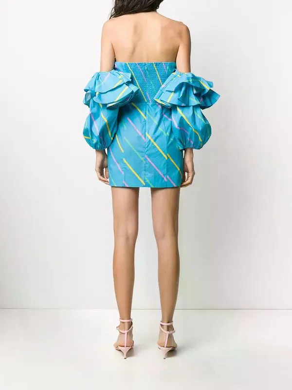 ROTATE BY BIRGER CHRISTENSEN Bethany Striped-print Mini Dress - Blue