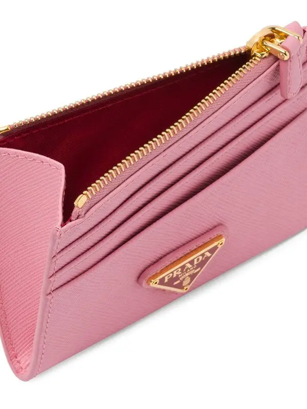 Prada Logo Plaque Zipped Wallet