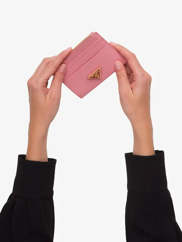 Prada Logo Plaque Zipped Wallet
