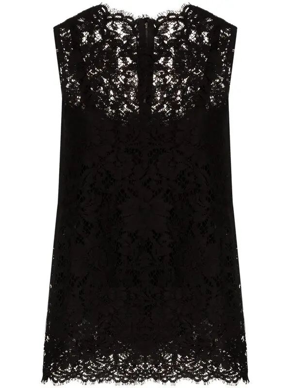 Dolce & Gabbana Cordonetto Lace Tank Top - Black