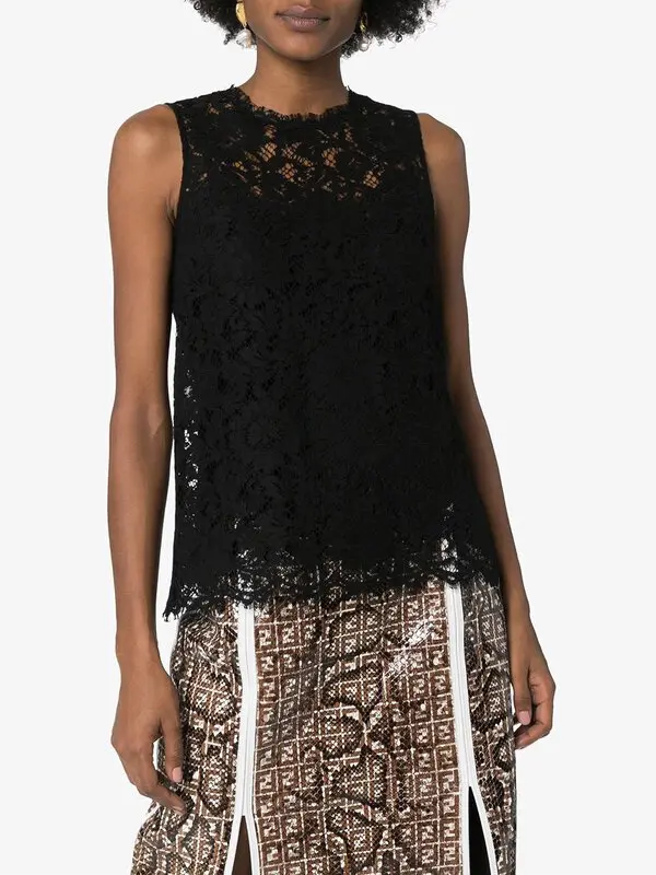 Dolce & Gabbana Cordonetto Lace Tank Top - Black