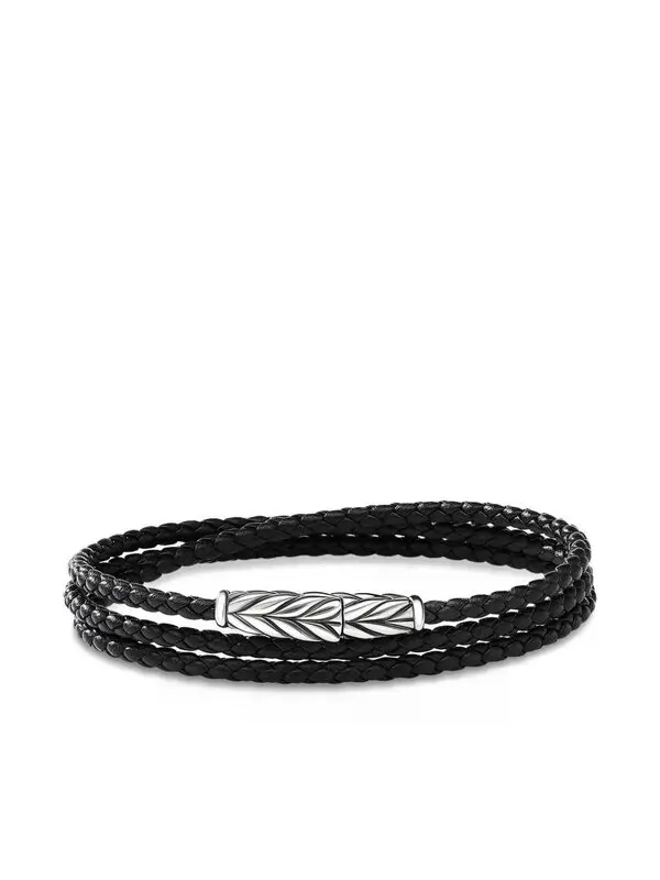 David Yurman Sterling Silver Chevron Triple Wrap Bracelet - Black