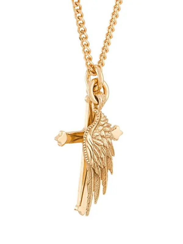 Emanuele Bicocchi Wing & Cross Pendant Necklace