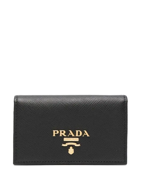 Prada Logo-plaque Foldover Cardholder - Black