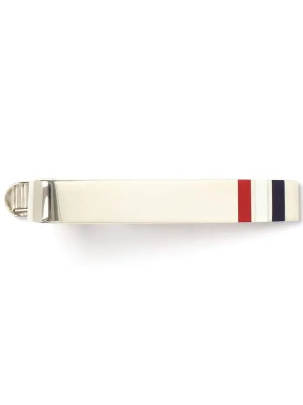 Thom Browne Rwb-stripe Sterling- Tie Bar - Silver