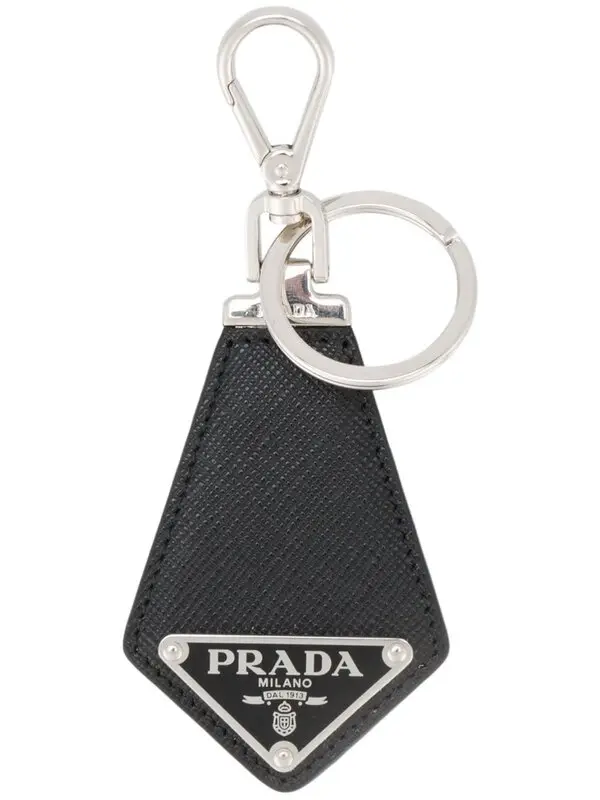 Prada Triangle-logo Leather Keychain