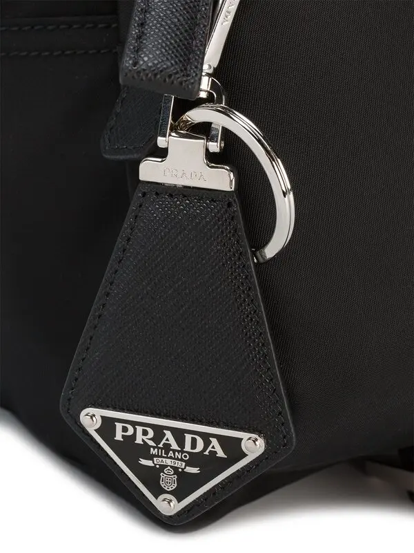 Prada Triangle-logo Leather Keychain