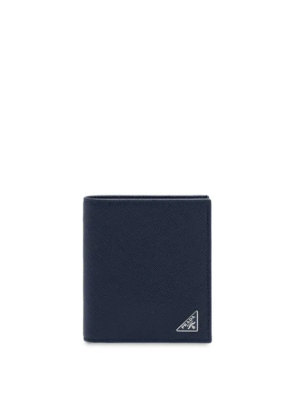 Prada Logo Plaque Bi-fold Wallet - Blue