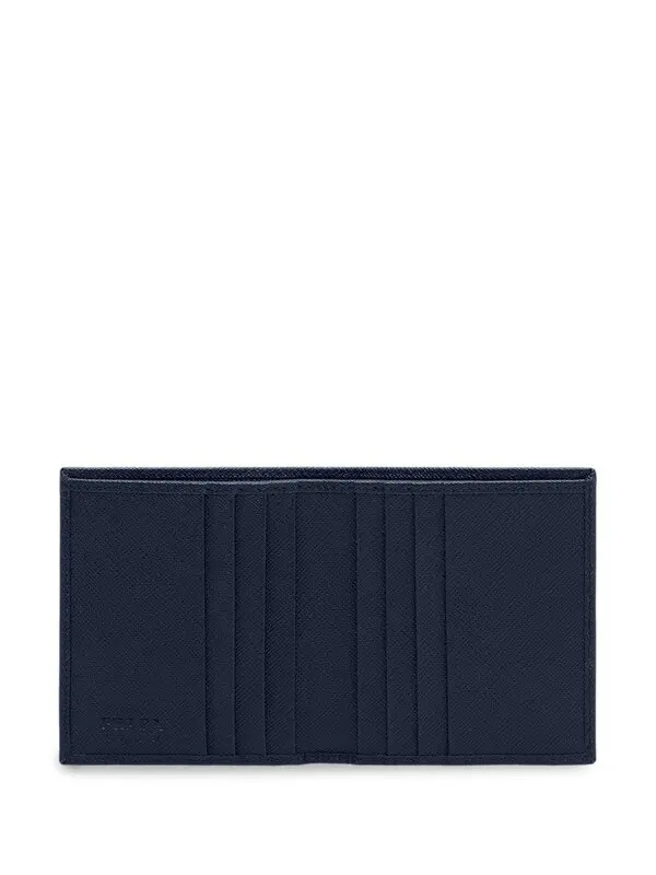 Prada Logo Plaque Bi-fold Wallet - Blue