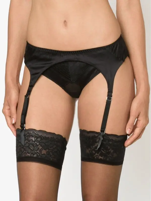 FLEUR DU MAL Topstitch Garter Belt - Black