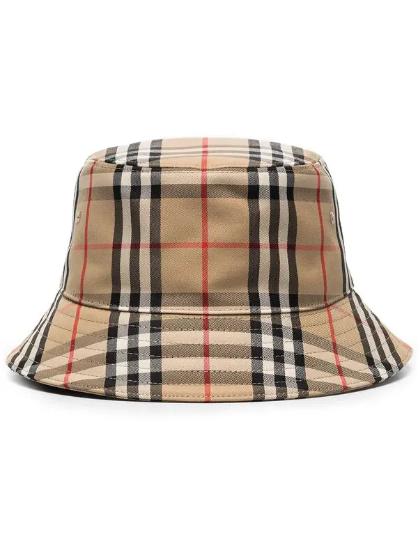 Burberry Check Bucket Hat - Brown