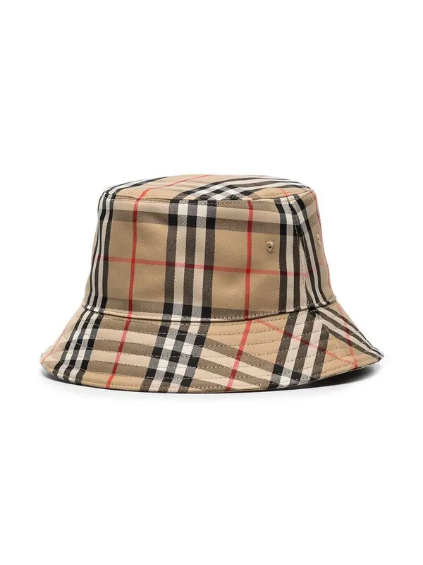 Burberry Check Bucket Hat - Brown