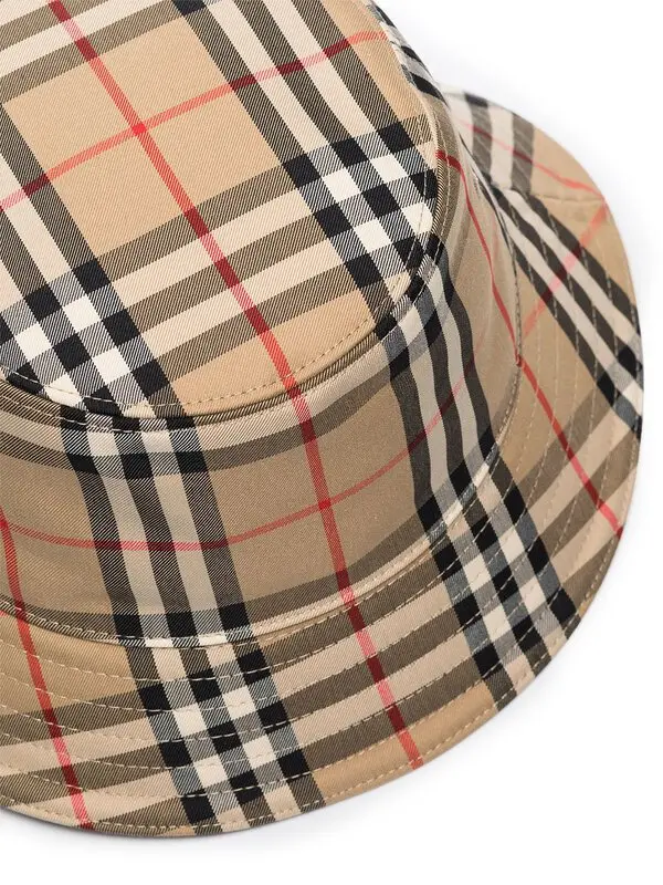 Burberry Check Bucket Hat - Brown