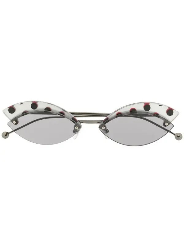 Fendi Polka-Dot Cat Eye Sunglasses - Metallic | Editorialist display picture 2