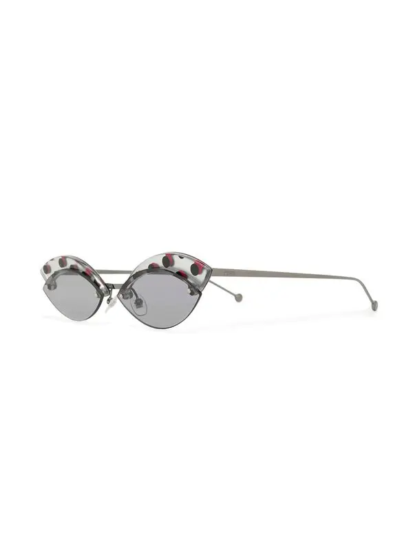 Fendi Polka-Dot Cat Eye Sunglasses - Metallic | Editorialist display picture 3