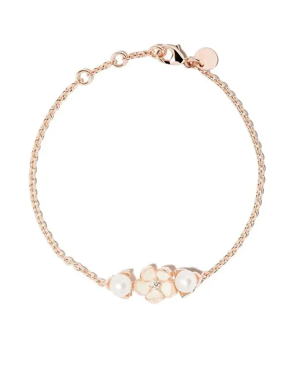 SHAUN LEANE Cherry Blossom Diamond And Pearl Bracelet - Rose Gold Vermeil