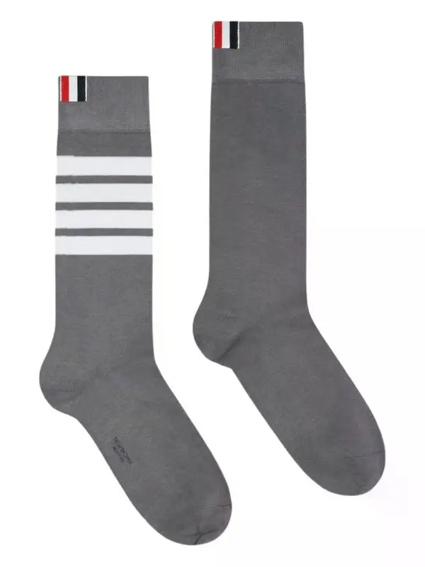 Thom Browne Grosgrain-loop Tab Socks - Grey