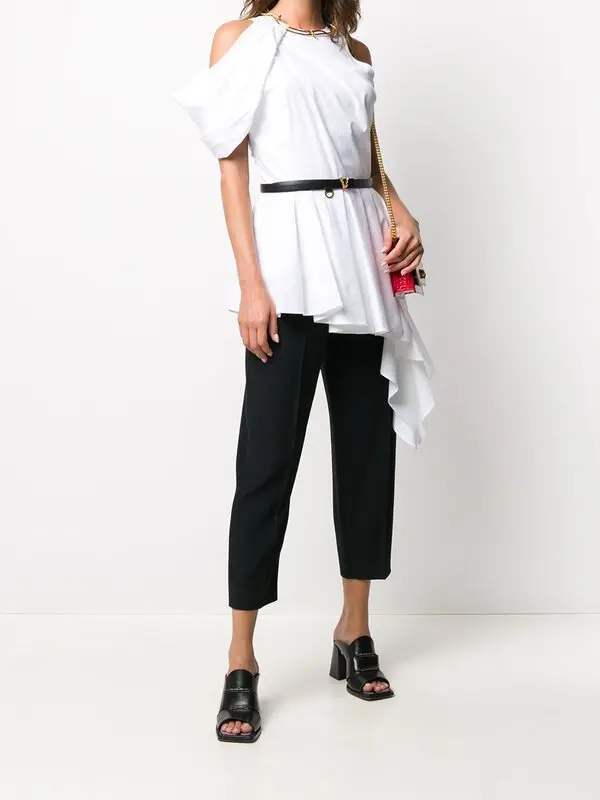 Alexander McQueen Draped Asymmetric Sleeveless Peplum Top