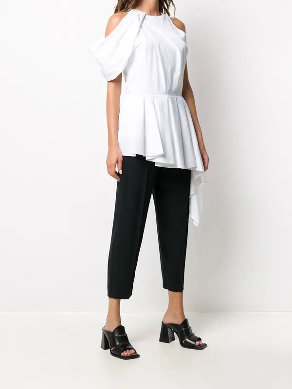 Alexander McQueen Draped Asymmetric Sleeveless Peplum Top