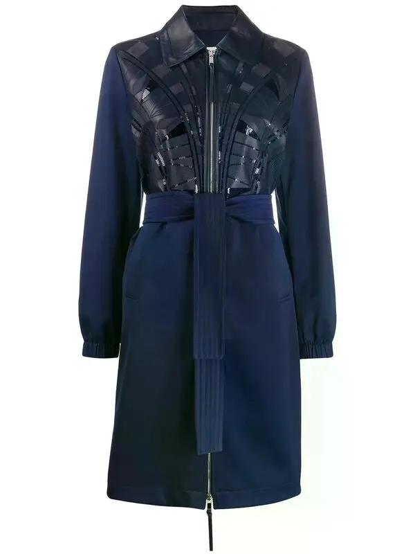 Emilio Pucci Embellished Panelled Zip-up Coat - Blue