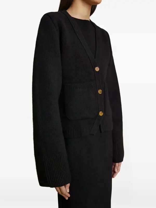 Khaite Scarlet Flared-sleeve Cashmere Cardigan - Black