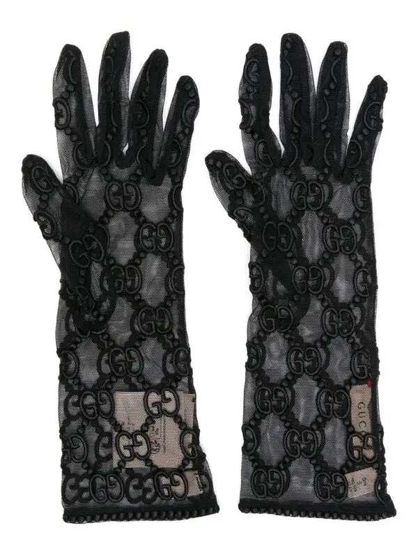 Gucci Gg-embroidered Tulle Gloves