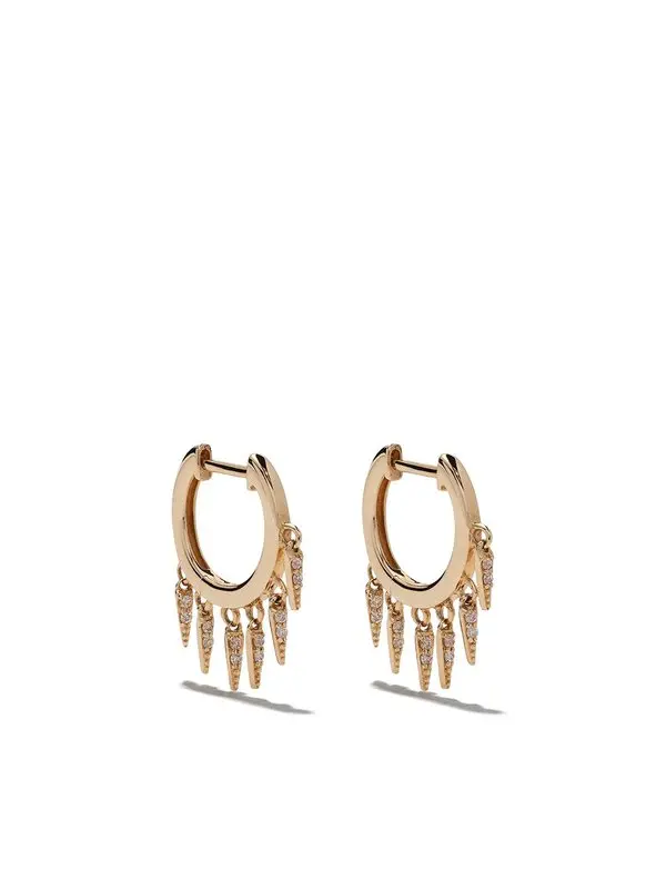 SYDNEY EVAN 14kt Gold Fringe Diamond Huggie Hoop Earrings - Yellow