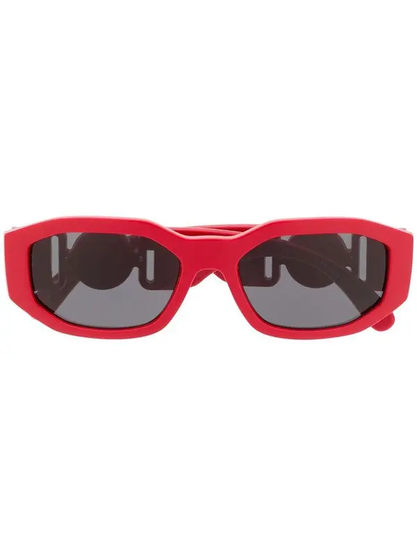 Versace Logo Plaque Rectangular Sunglasses - Red
