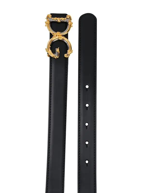 Dolce & Gabbana Dg Baroque Leather Belt - Black | Editorialist