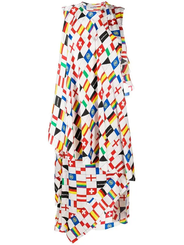 Balenciaga Printed Silk Midi Dress