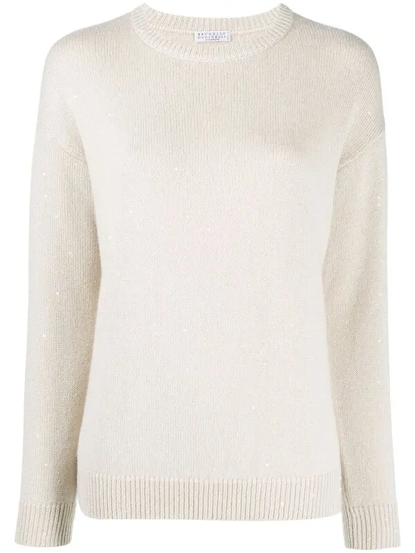 Brunello Cucinelli Sequin Details Jumper - Neutrals
