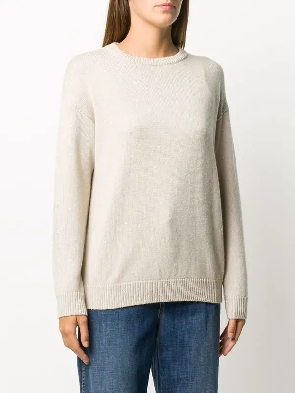 Brunello Cucinelli Sequin Details Jumper - Neutrals