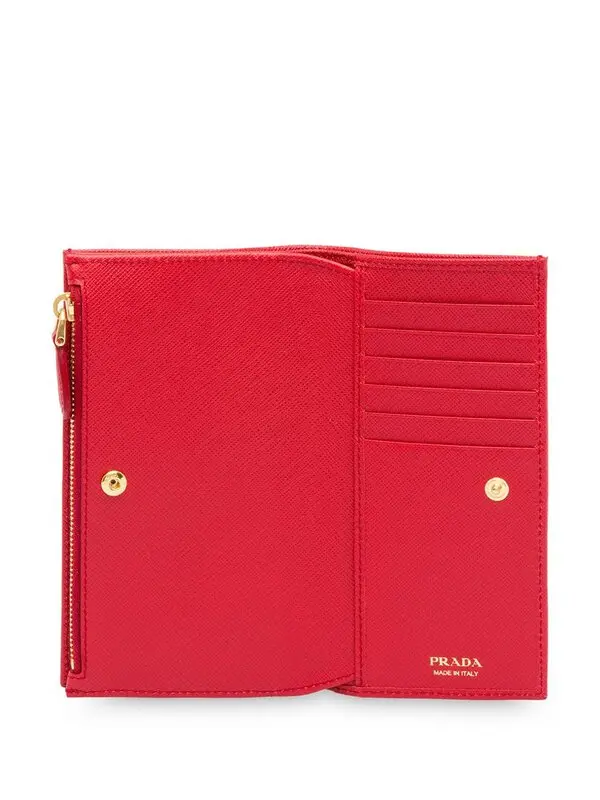 Prada Saffiano Bi-fold Wallet - Red