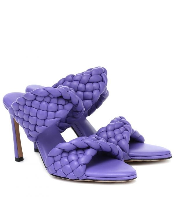 Bottega Veneta Bv Curve Leather Sandals - Purple | Editorialist