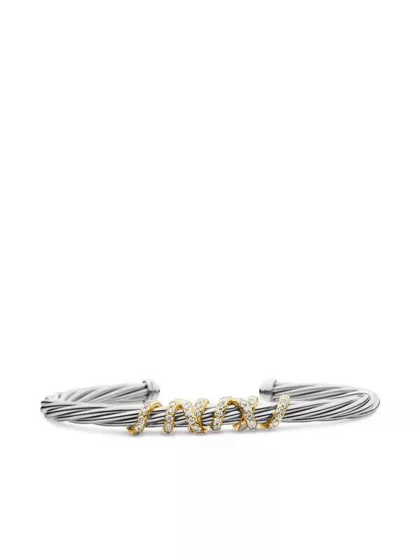 David Yurman 18kt Yellow Gold And Sterling Diamond Bracelet - Silver