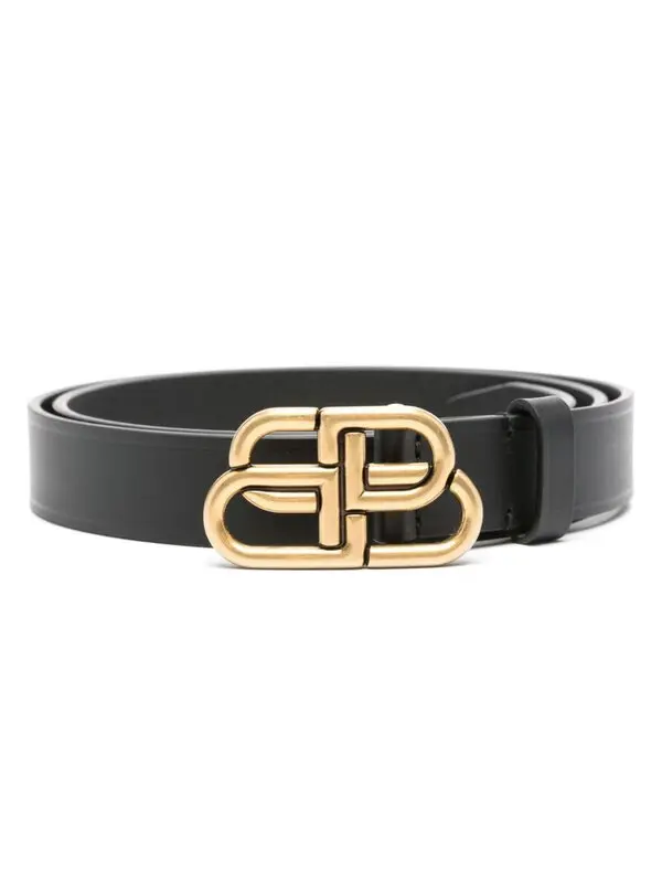 Balenciaga Bb Leather Belt - Black