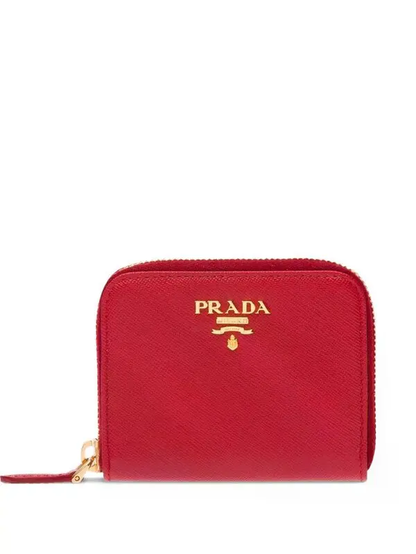Prada Logo-plaque Zipped Wallet - Red