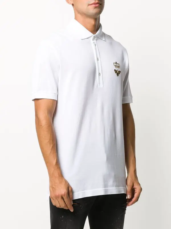 Dolce & Gabbana Embroidered Piqué Polo Shirt - White