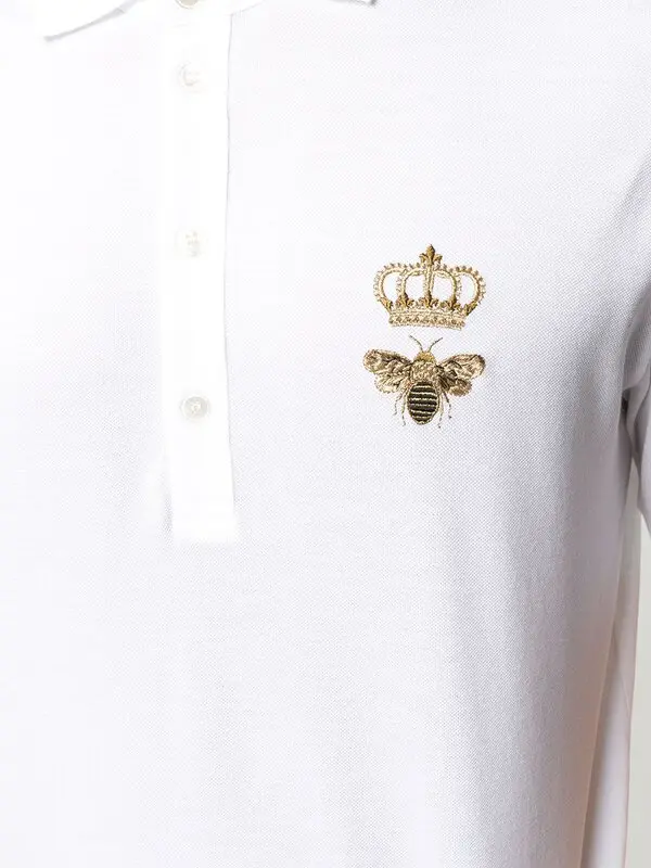 Dolce & Gabbana Embroidered Piqué Polo Shirt - White