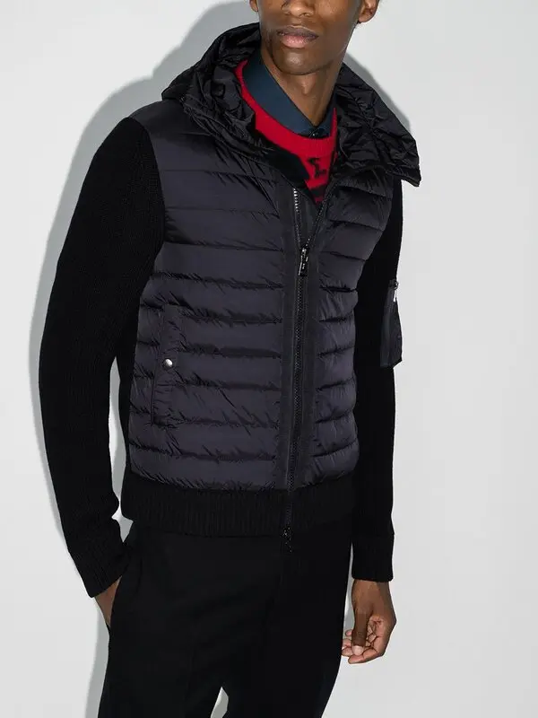 Moncler Knit Detail Padded Jacket - Blue